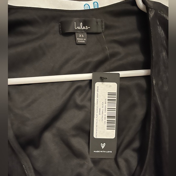 Lulus | Dresses | Lulus Black Dress Dream Big Metallic Puff | Poshmark